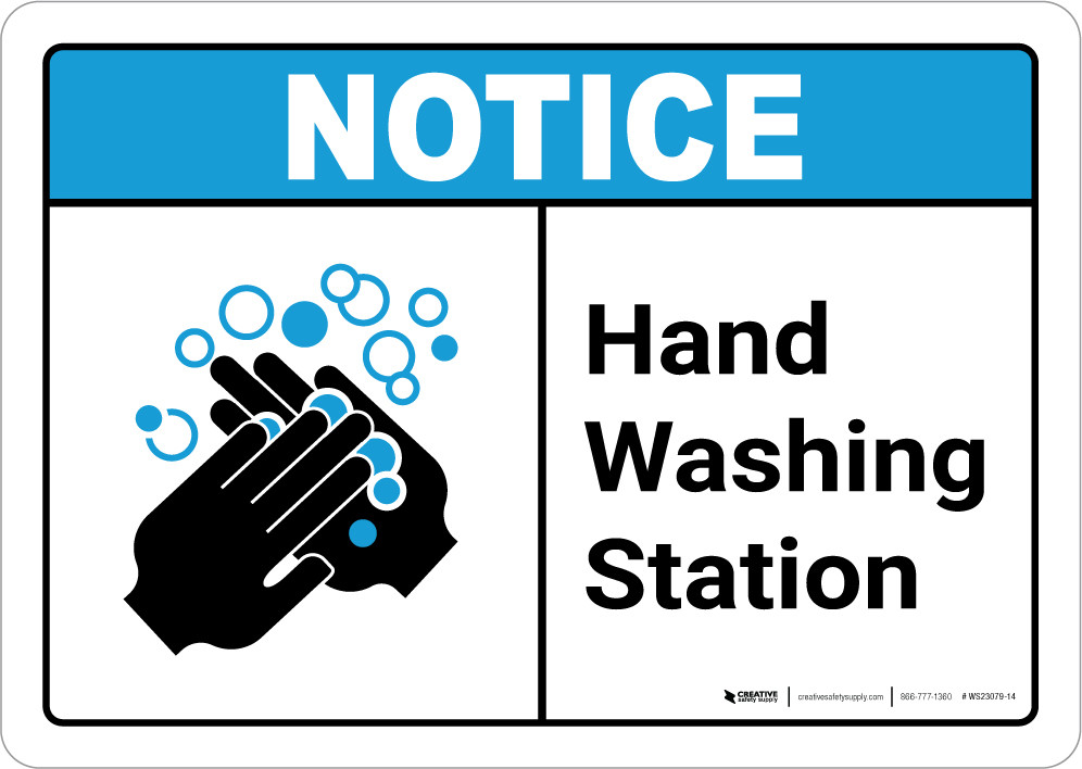 Notice: Hand Washing Station ANSI Landscape - Wall Sign | 5S Today
