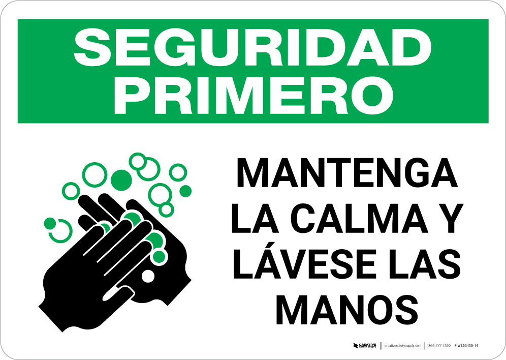 Safety First: Keep Calm and Wash Your Hands Spanish with Icon Landscape ...