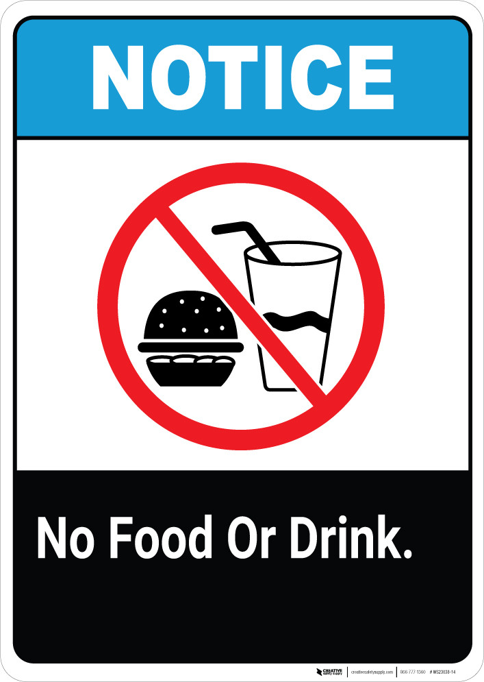 Notice: No Food Drink - Wall Sign | 5S Today