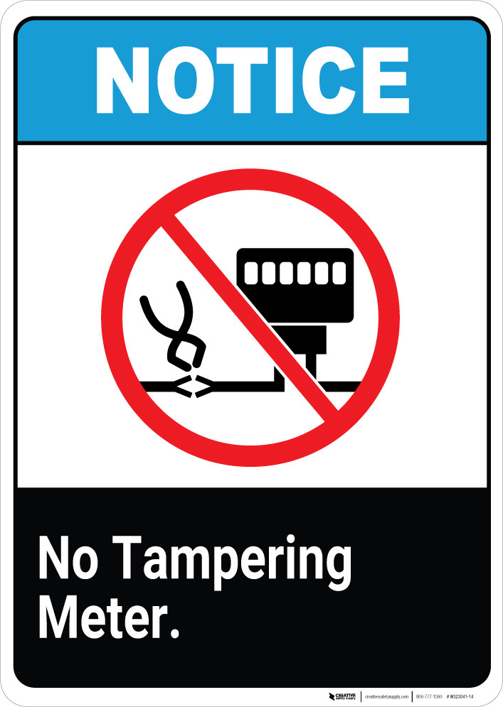 Notice: No Tampering Meter - Wall Sign | 5S Today