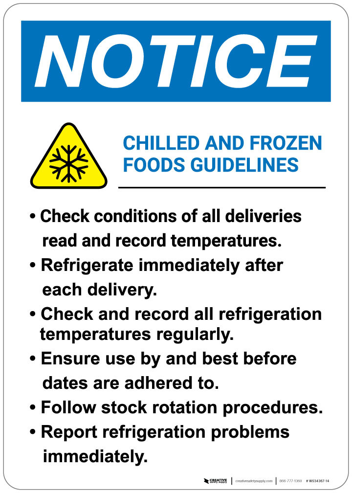 Notice: Chilled And Frozen Foods Guidelines - Wall Sign | 5S Today