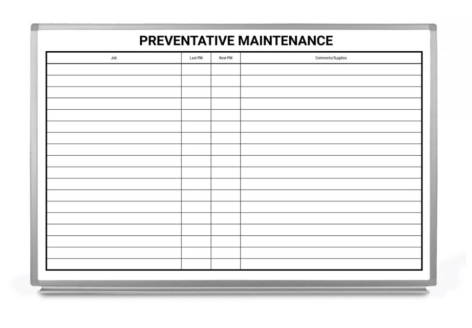 Preventative Maintenance Whiteboard