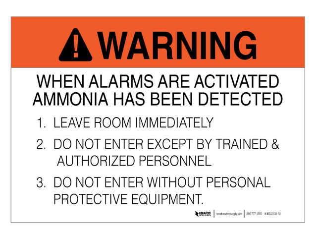 Ammonia Alarm Procedure - Wall Sign | 5S Today