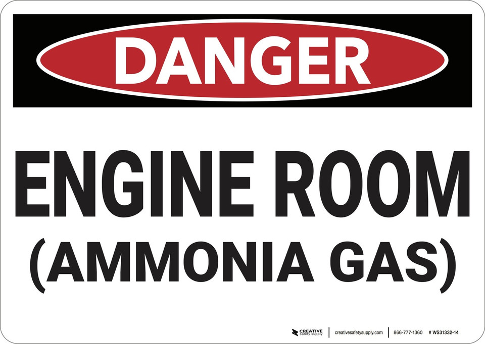 Danger: Engine Room Ammonia Gas - Wall Sign | 5S Today