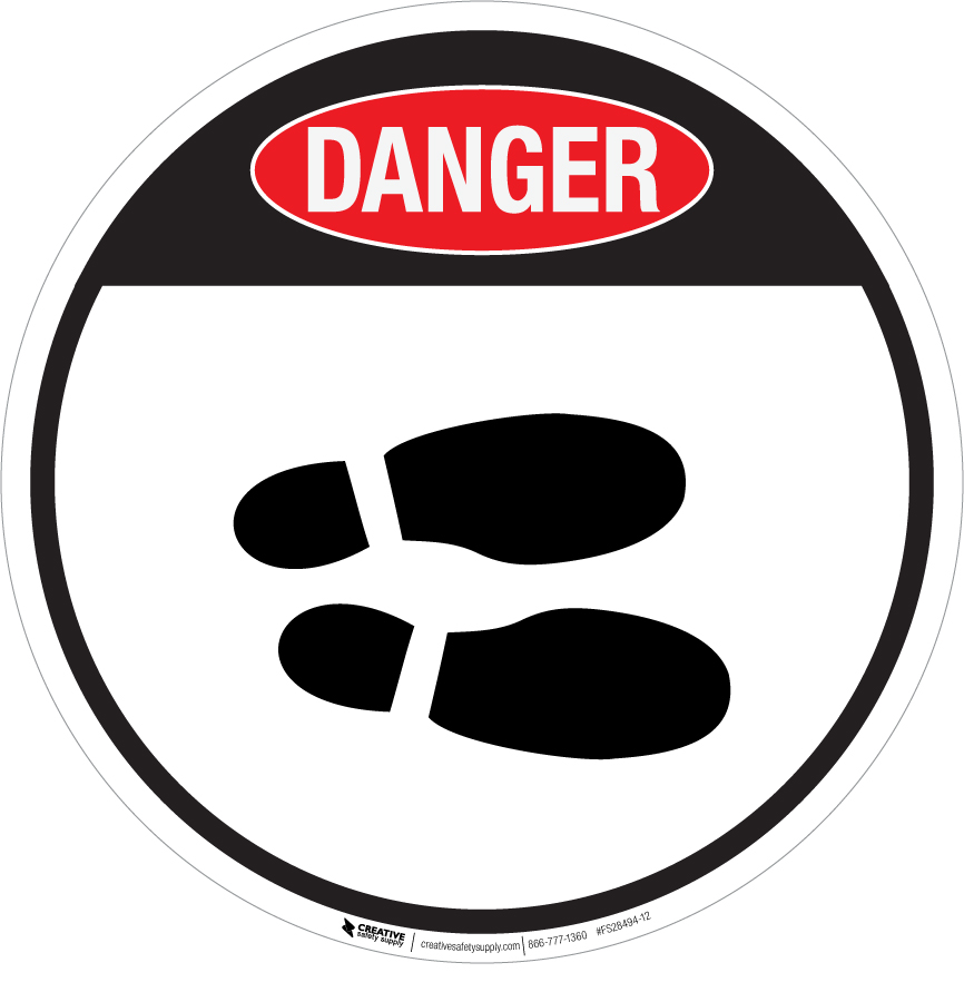 Danger: Shoe Print Right OSHA Circular v2 - Floor Sign | 5S Today