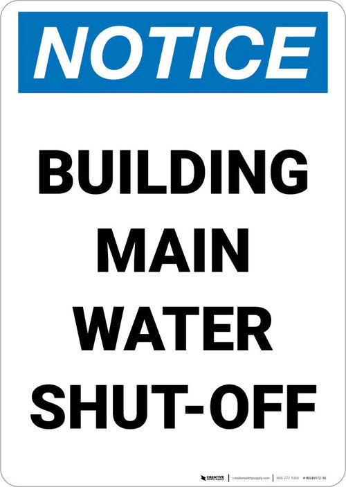 Notice: Building Main Water Shut-Off Portrait | 5S Today