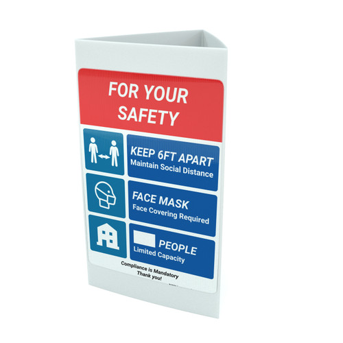For Your Safety Social Distancing Multi-sign - Tri-fold Sign