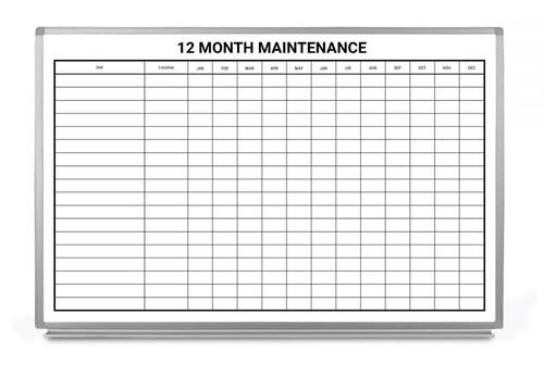 12 Month Maintenance Scheduling Whiteboard