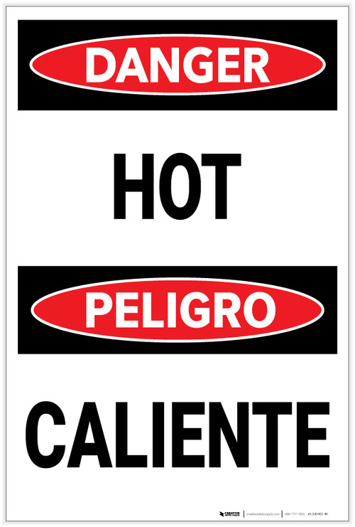 Danger: Hot/Caliente Bilingual - Label