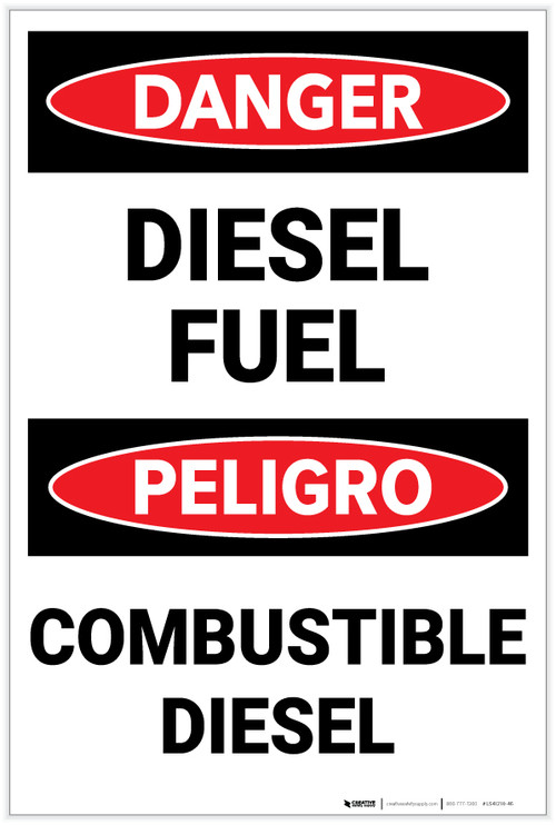 Danger: Diesel Fuel Bilingual Spanish - Label
