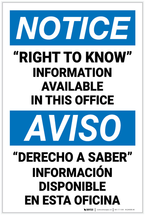 Notice: Right to Know Information Available Upon Request Bilingual ...