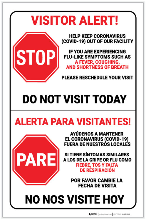 Visitor Alert - Help Keep Coronavirus Out of Our Facility with Stop ...