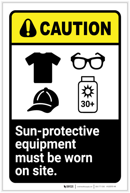 Caution: Wear Sun Protective Equipment ANSI Portrait - Label