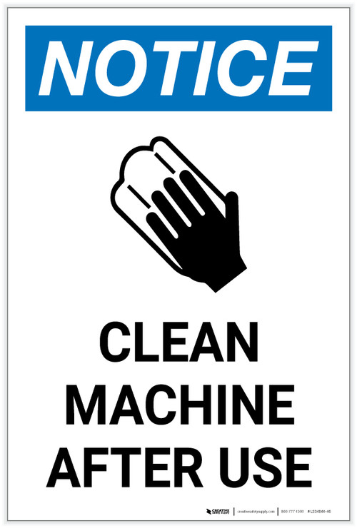 Notice: Clean Machine After Use with Icon Portrait - Label