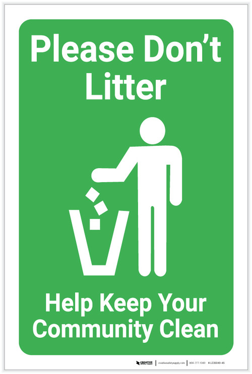 Please Dont Litter Help Keep Your Community Clean with Icon Portrait ...