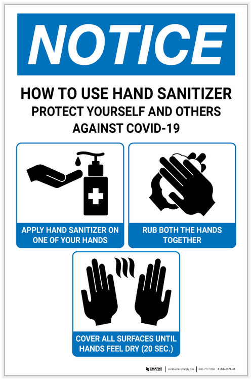 Notice: How To Use Hand Sanitizer Portrait - Label | 5SToday.com