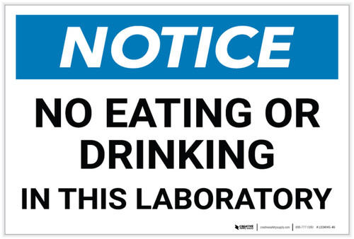 Notice: No Eating Drinking In Laboratory - Label