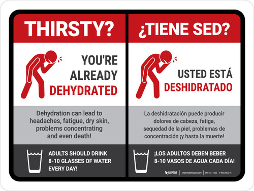 Thirsty You're Already Dehydrated Bilingual Landscape - Wall Sign