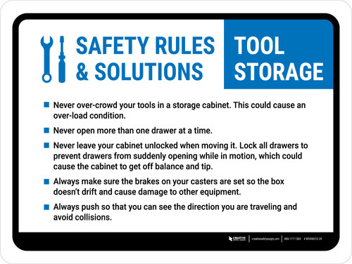 Safety Instructions: Clean & Disinfect Personal Tools Landscape - Wall Sign
