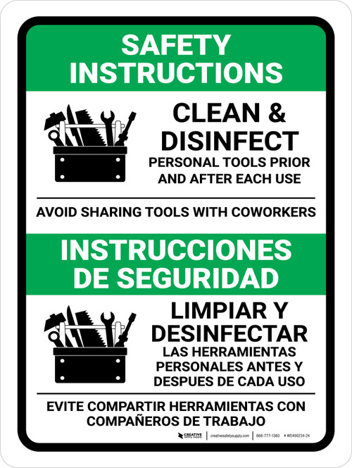 Safety Instructions Bilingual Portrait - Wall Sign