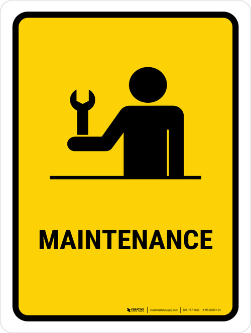 Maintenance Yellow Portrait - Wall Sign