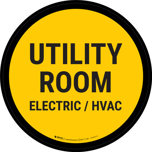Utility Room Electric Hvac Circular - Floor Sign