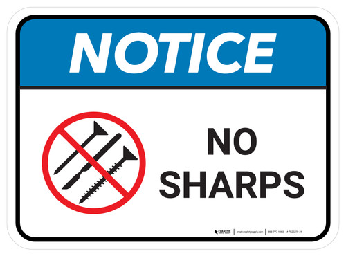 Notice: No Sharps Rectangular - Floor Sign