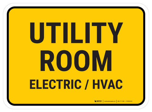Utility Room Electric Hvac Rectangular - Floor Sign