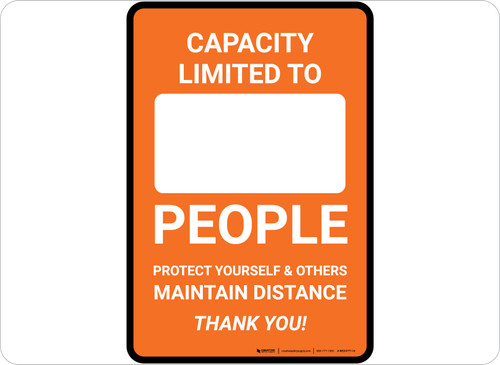 Capacity Limited Maintain Distance Orange Portrait - Floor Sign | 5S Today