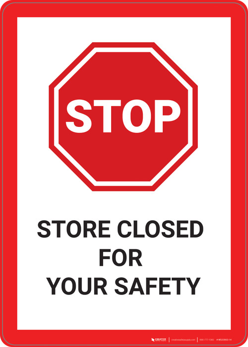 Stop: Store Closed For Your Safety - Wall Sign | 5S Today