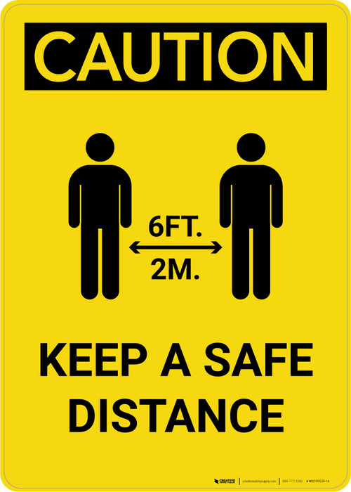 Caution: Keep a Safe Distance with Icon Portrait - Wall Sign | 5S Today