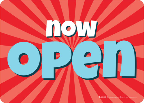 Now Open Retro Red/Blue Landscape - Wall Sign | 5S Today