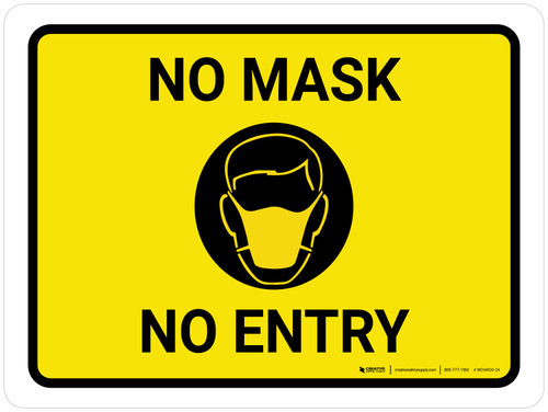 No Mask No Entry with Icon Landscape - Wall Sign | 5S Today