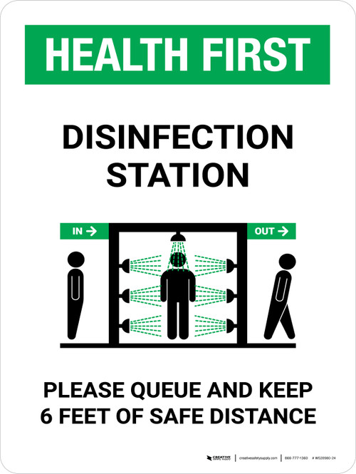 Health First: Disinfection Station with Icon Portrait - Wall Sign | 5S ...
