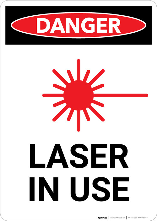 Laser In Use with Icon - Portrait Wall Sign | 5S Today