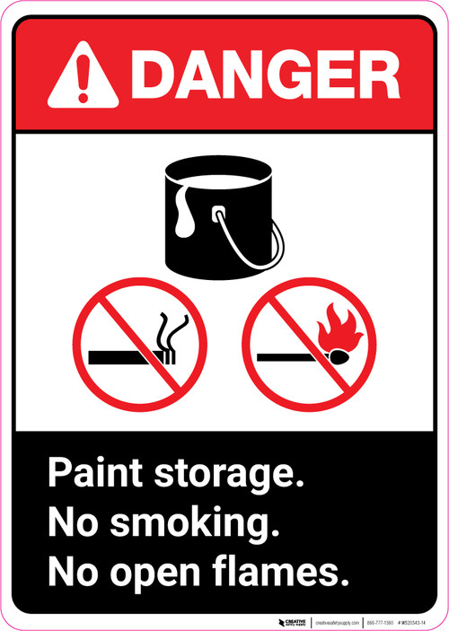 Danger: Paint Storage - No Smoking/No Open Flames ANSI Portrait | 5S Today
