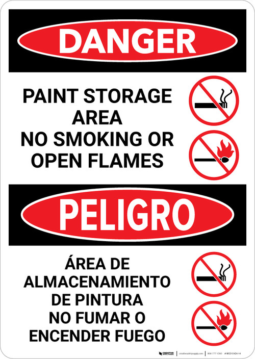 Danger: Paint Storage Area - No Smoking or Open Flames Bilingual ...