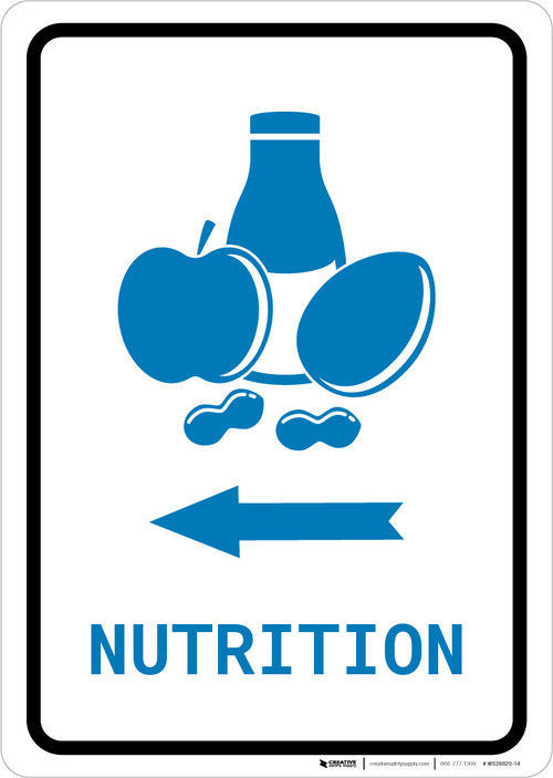 Nutrition Left Arrow with Icon Portrait v2 - Wall Sign | 5S Today