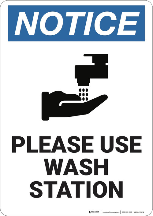 Notice: Please Use Wash Station - Wall Sign | 5S Today