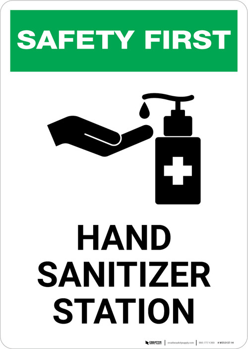 Safety First: Hand Sanitizer Station Portrait - Wall Sign | 5S Today