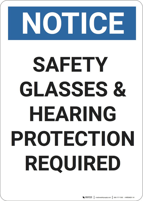 Notice: Safety Glasses Required - Wall Sign | 5S Today