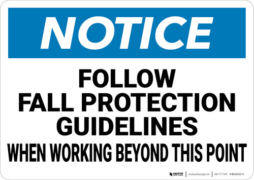 Notice: Follow Fall Protection Guidelines - Wall Sign | 5S Today