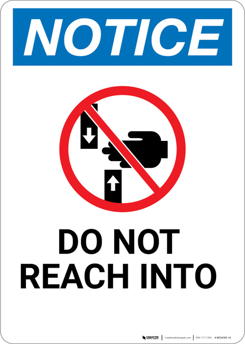 Notice: Do Not Reach Into with Icon - Wall Sign | 5S Today