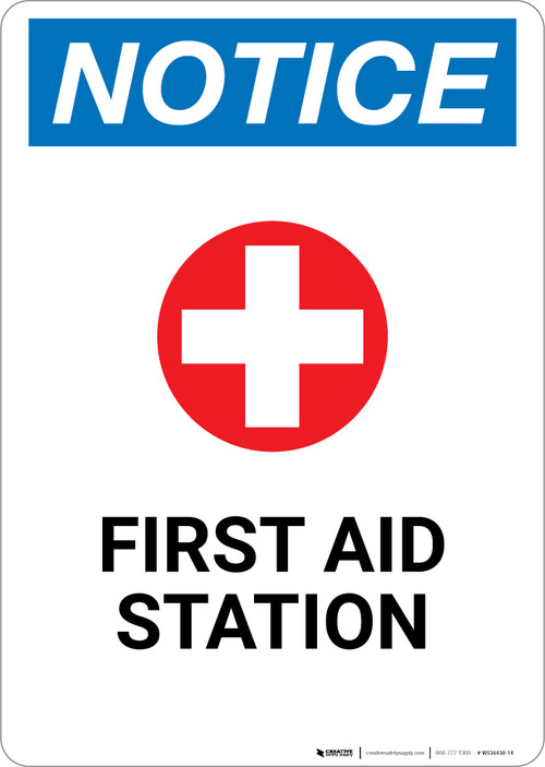 Notice: First Aid Station with Icon - Wall Sign | 5S Today