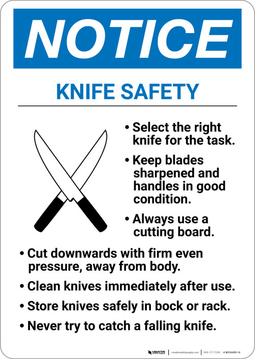 Notice: Knife Safety - Wall Sign | 5S Today