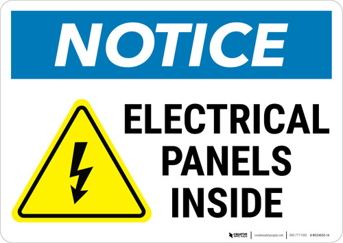 Notice: Electrical Panels Inside - Wall Sign | 5S Today