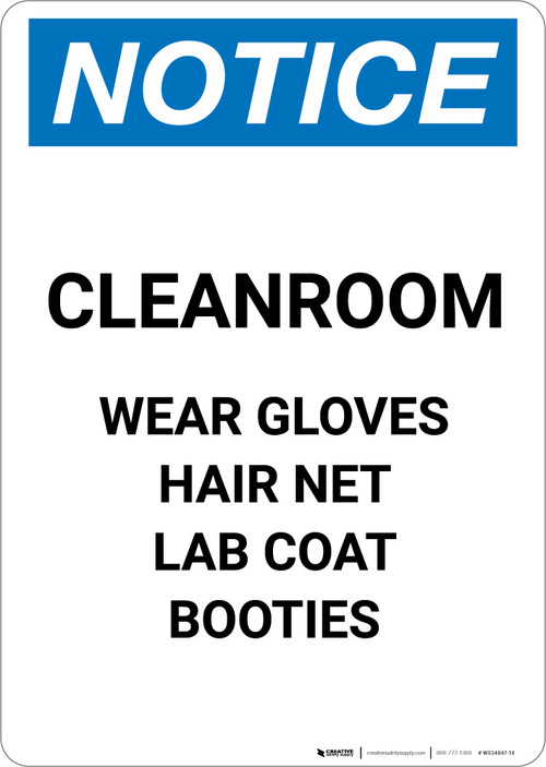 Notice: Cleanroom Wear PPE - Portrait Wall Sign | 5S Today