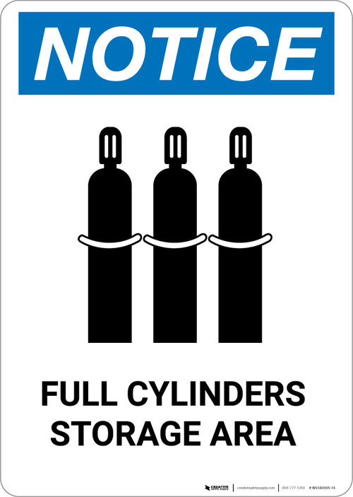 Notice: Full Cylinder Storage Area with Icon - Portrait Wall Sign | 5S ...