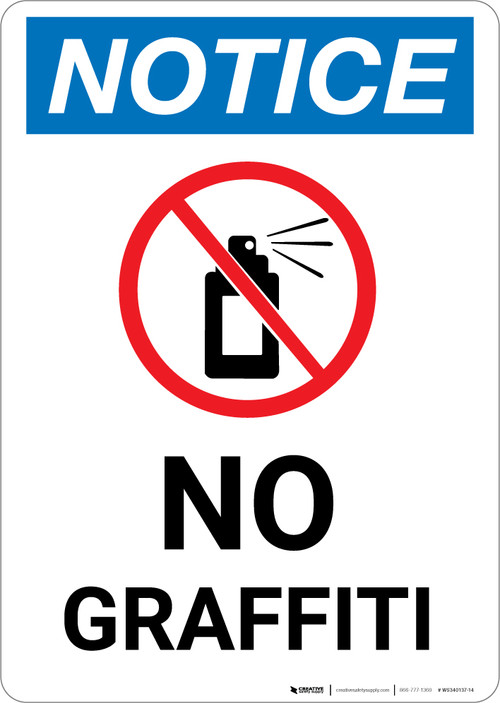 Notice: No Graffiti with Symbol - Portrait Wall Sign | 5S Today