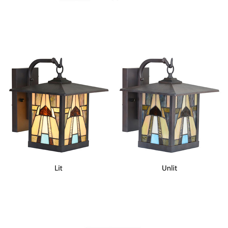 Mission Craftsman Stained Glass Wall Sconce - Cream